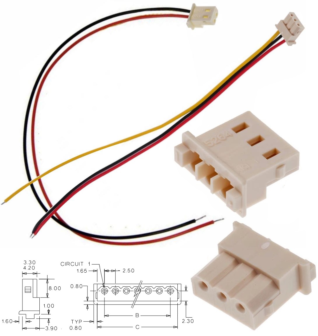 Conectores Molex 5264 Hembras 2.50mm Cables